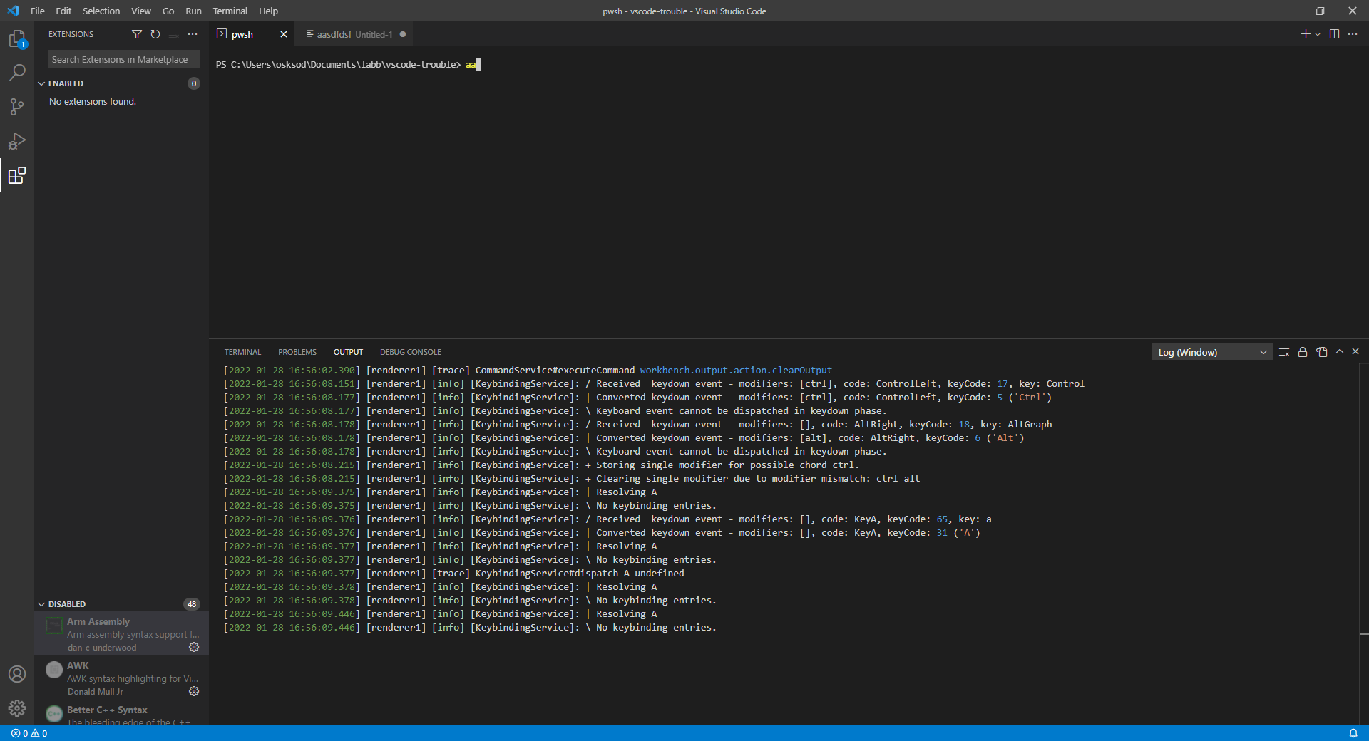 AltGr keypress makes me press Home twice in Terminal for effect ...