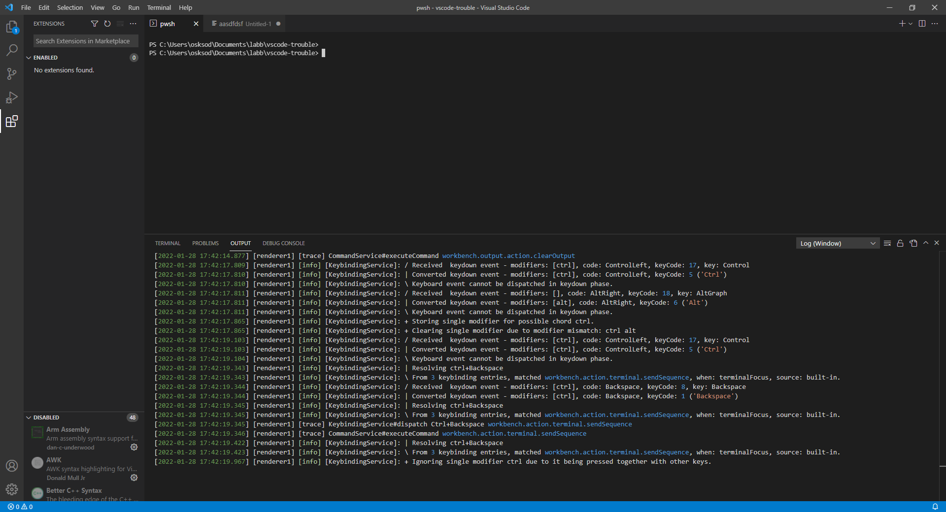 AltGr keypress makes me press Home twice in Terminal for effect ...