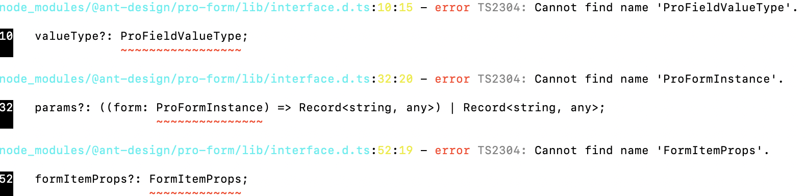 🐛[BUG]Cannot find name 'ProFieldValueType' · Issue #3646 · ant-design/pro-components · GitHub