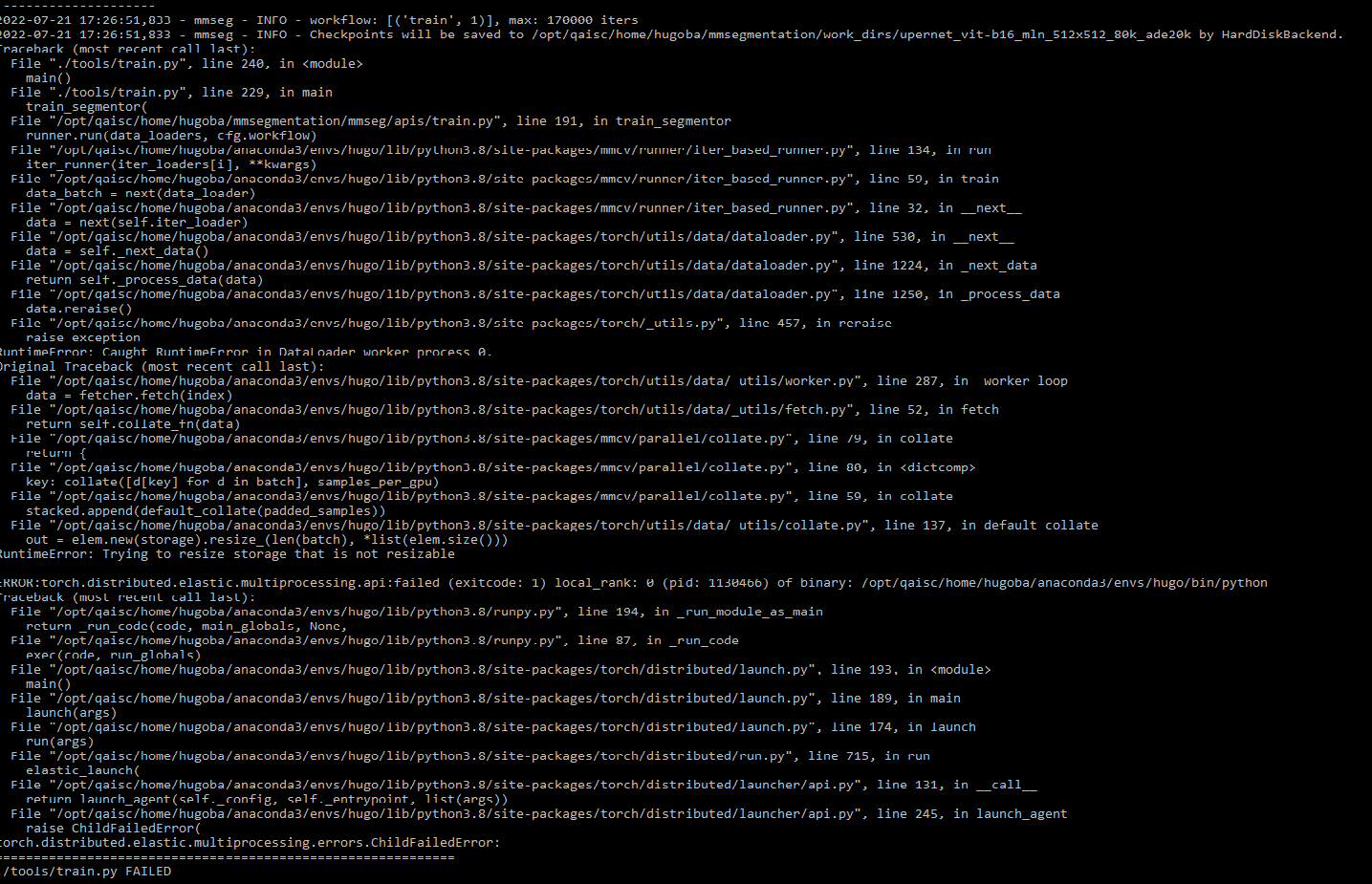 Error "Trying to resize storage that is not resizable" training with tools/dist_train.sh · Issue ...