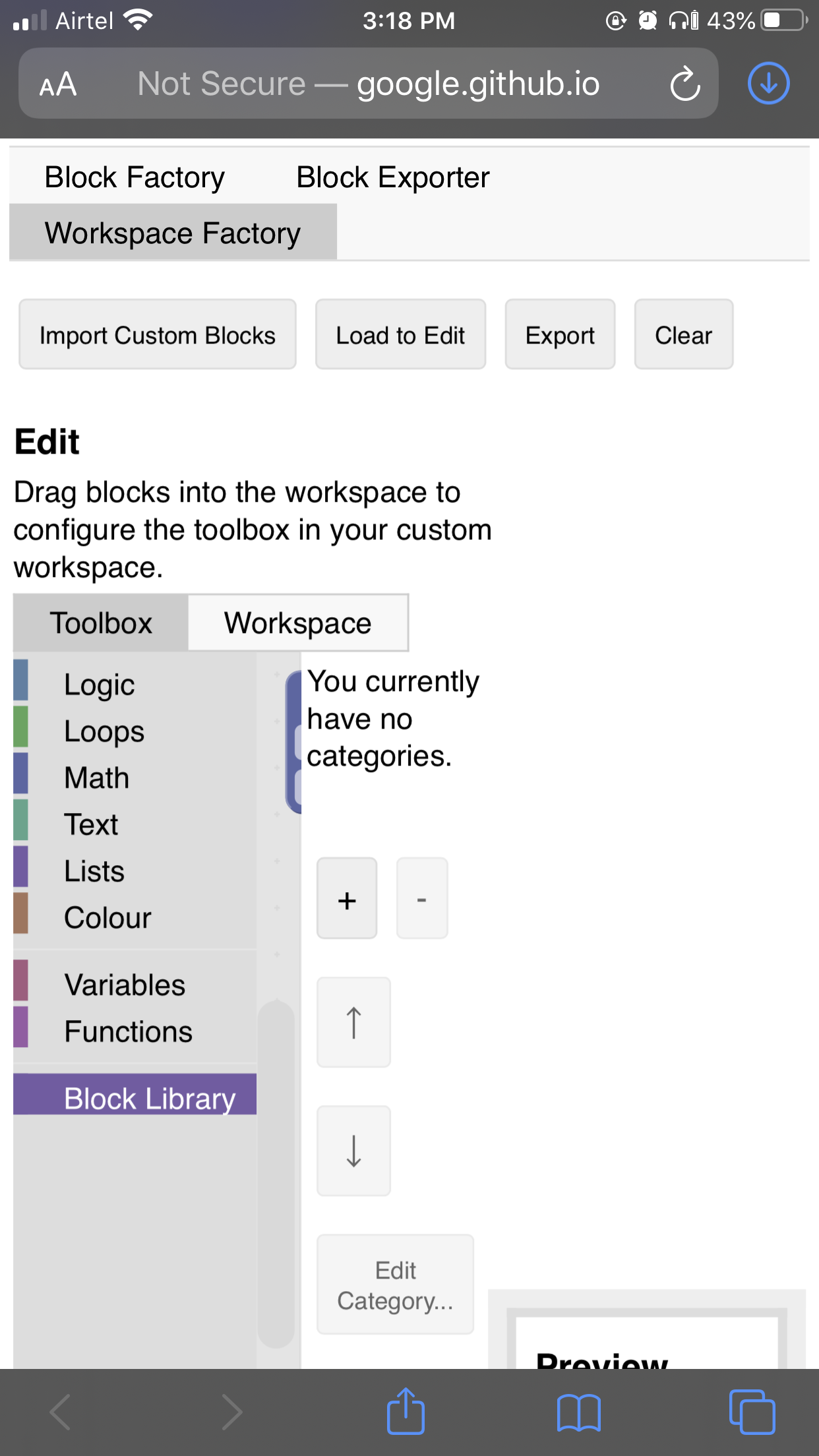 [BlocklyDeveloperTools] Workspace on Workspace Factory tab is not ...