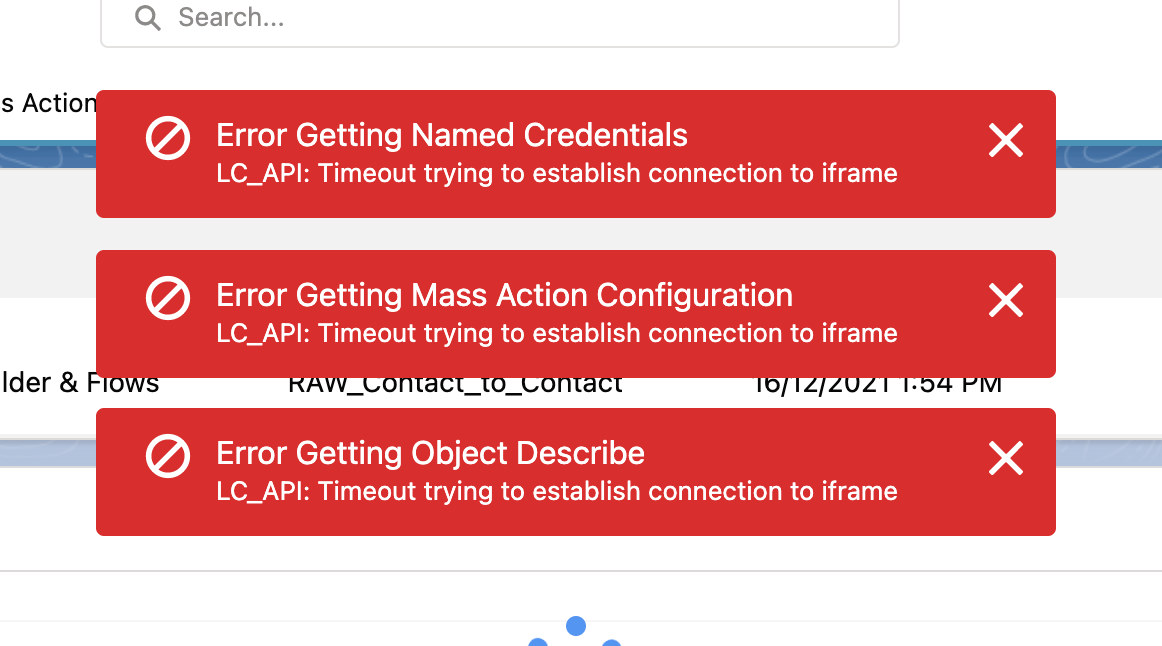 Error getting named credentials LC_API Timeout trying to establish connection to iframe · Issue ...