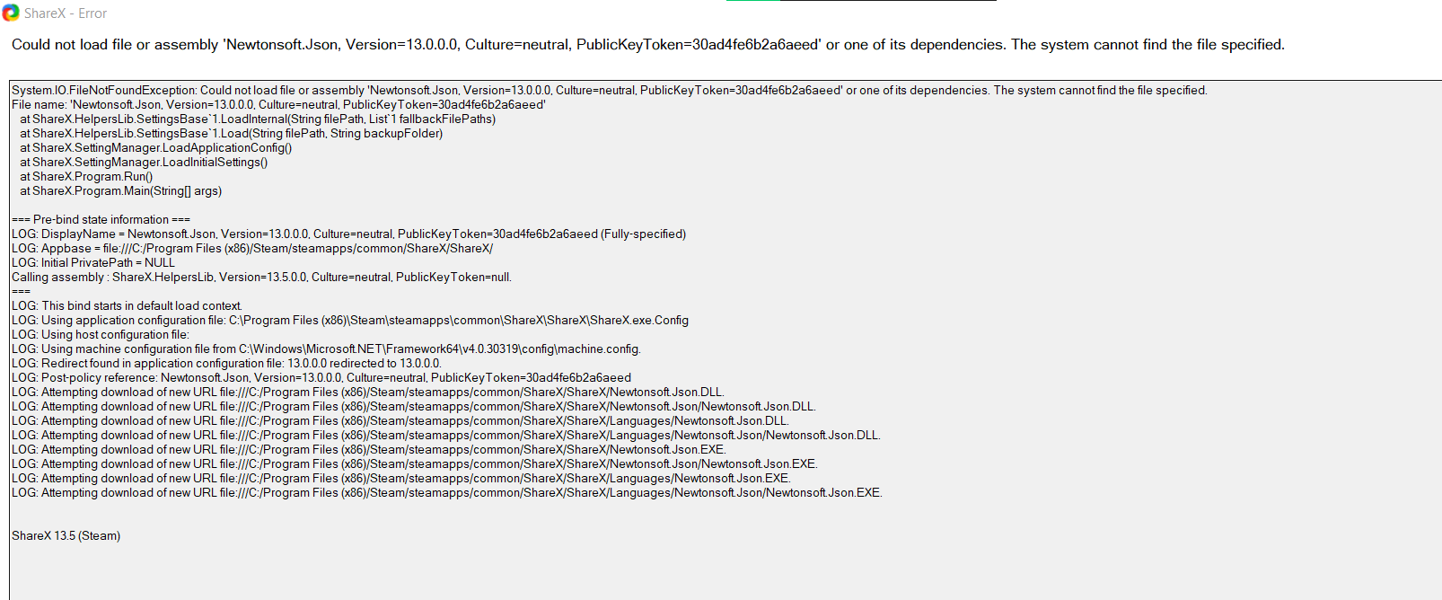 FAILED TO COMPLETE STUP OF ASSEMBLY · Issue #5601 · ShareX/ShareX · GitHub