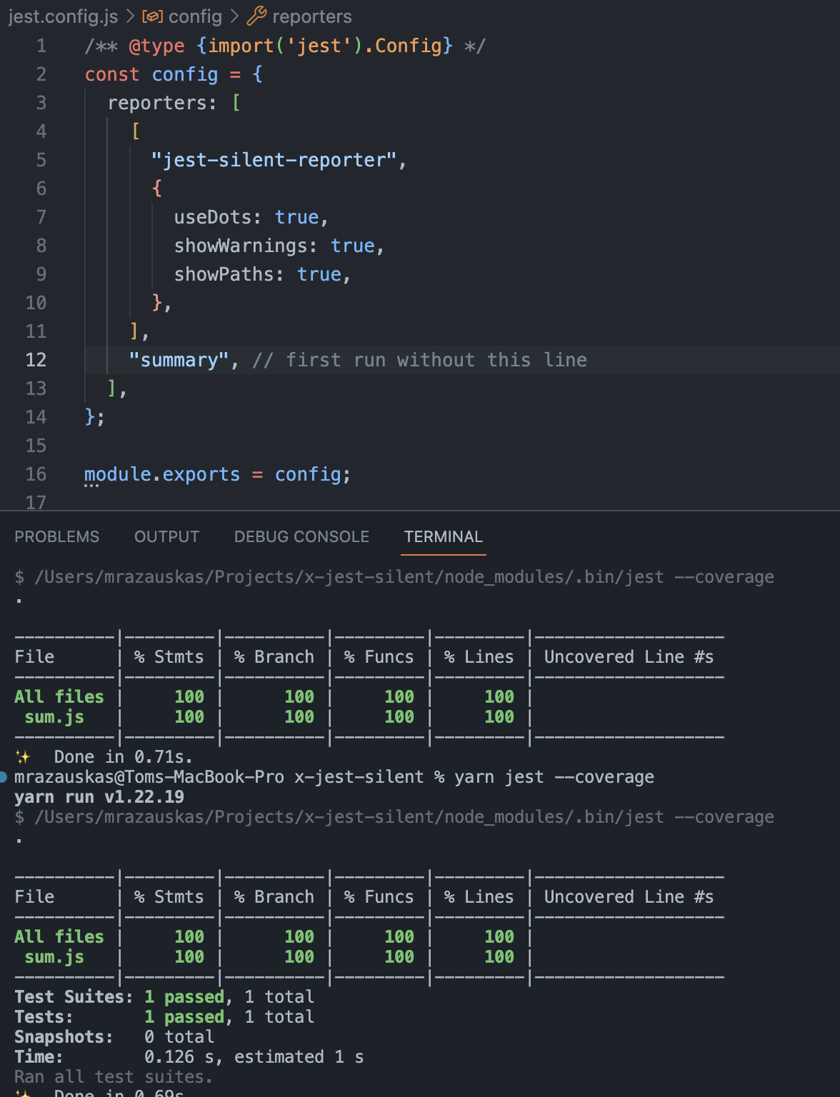 [bug] Coverage Is Not Being Outputted If Summary Is Listed As A Reporter · Issue 14009