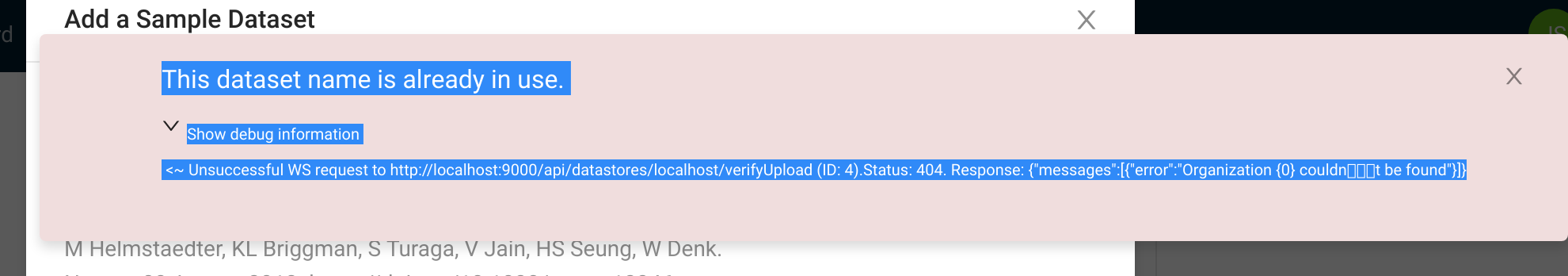 Error on "Add Sample Dataset" when no dataset exists yet · Issue #4113 · scalableminds ...