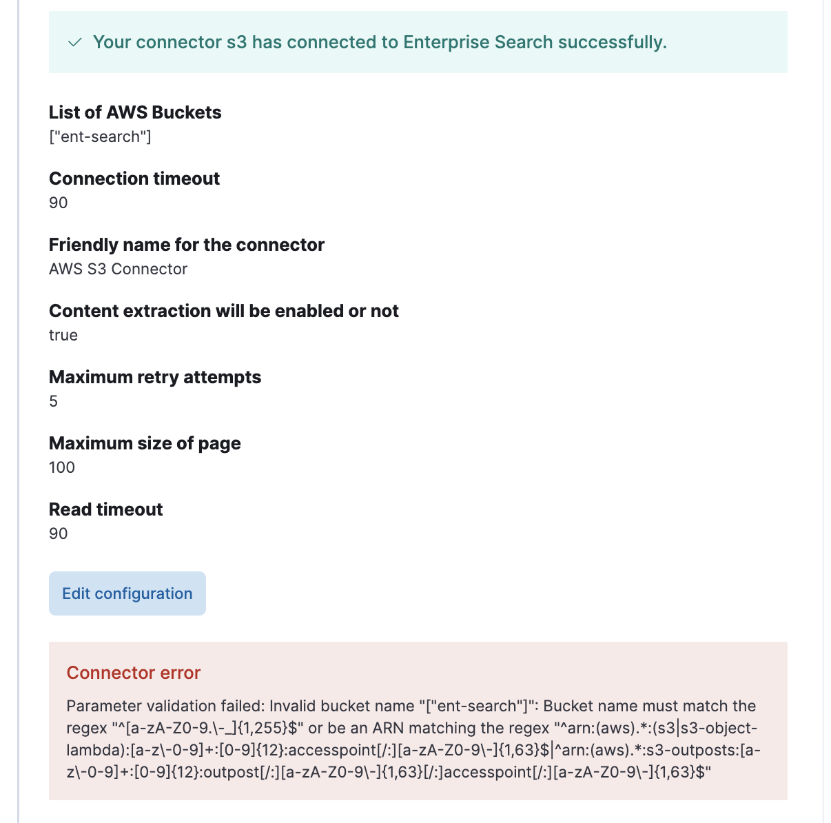 Default S3 bucket list syntax causes a sync failure · Issue #362 · elastic/connectors · GitHub