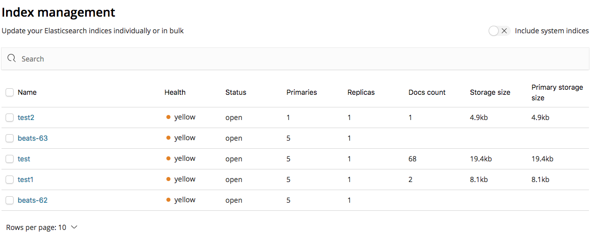 Provide a way to limit indices listing in index management UI to the ...