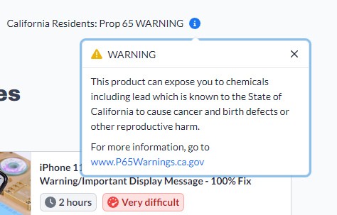 Prop 65 warning polish · Issue #893 · iFixit/react-commerce · GitHub