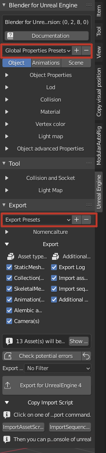 Possibility to set custom presets for the export options · Issue #27 · xavier150/Blender-For ...