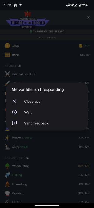 [Bug]: App Not Responding Continuously · Issue #3010 · MelvorIdle/melvoridle.github.io · GitHub
