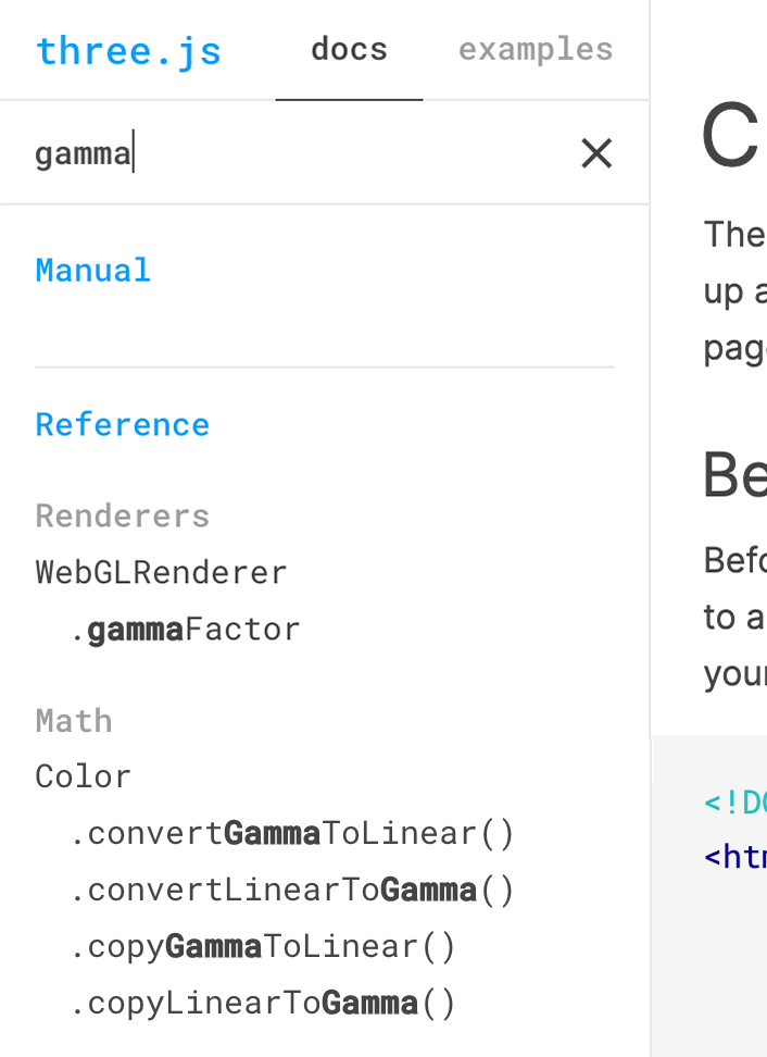 Documentation search on client [proposal] · Issue #19342 · mrdoob/three.js · GitHub