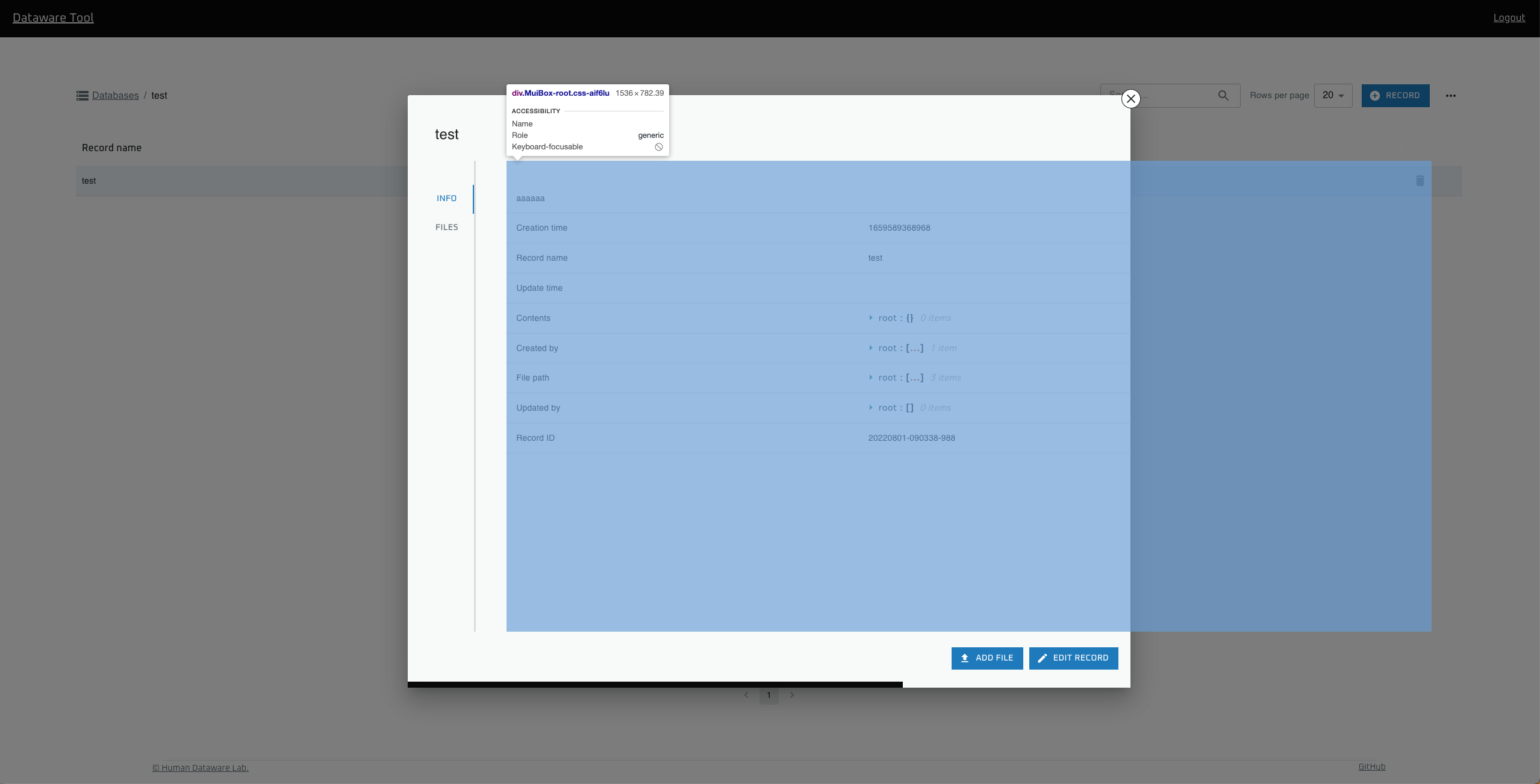 [Data browser] Contents of dialog showing record detail have too long width · Issue #136 ...