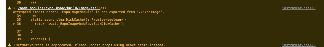 [expo-image] Attempted import error: 'ExpoImageModule' is not exported from './ExpoImage ...