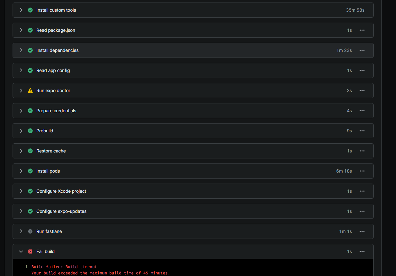 EAS builds iOS always takes longer than 45 mins · Issue #1190 · expo ...