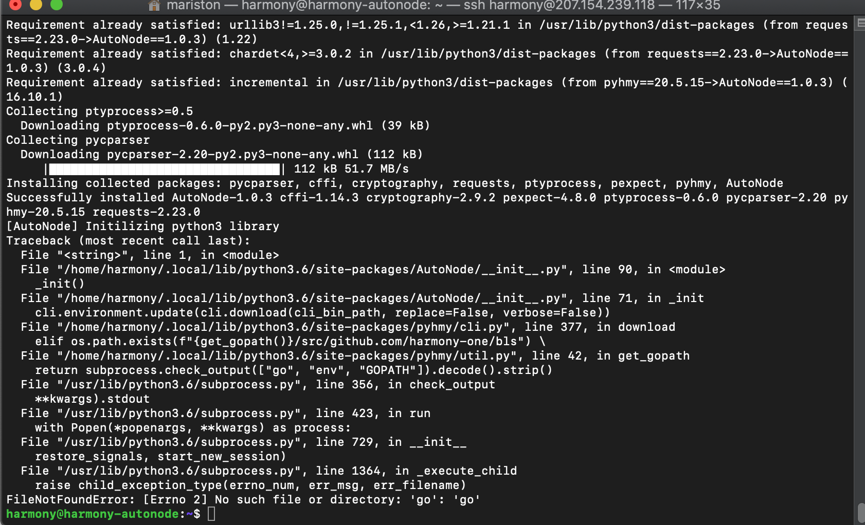FileNotFoundError: [Errno 2] No such file or directory · Issue #37 · harmony-one/auto-node · GitHub