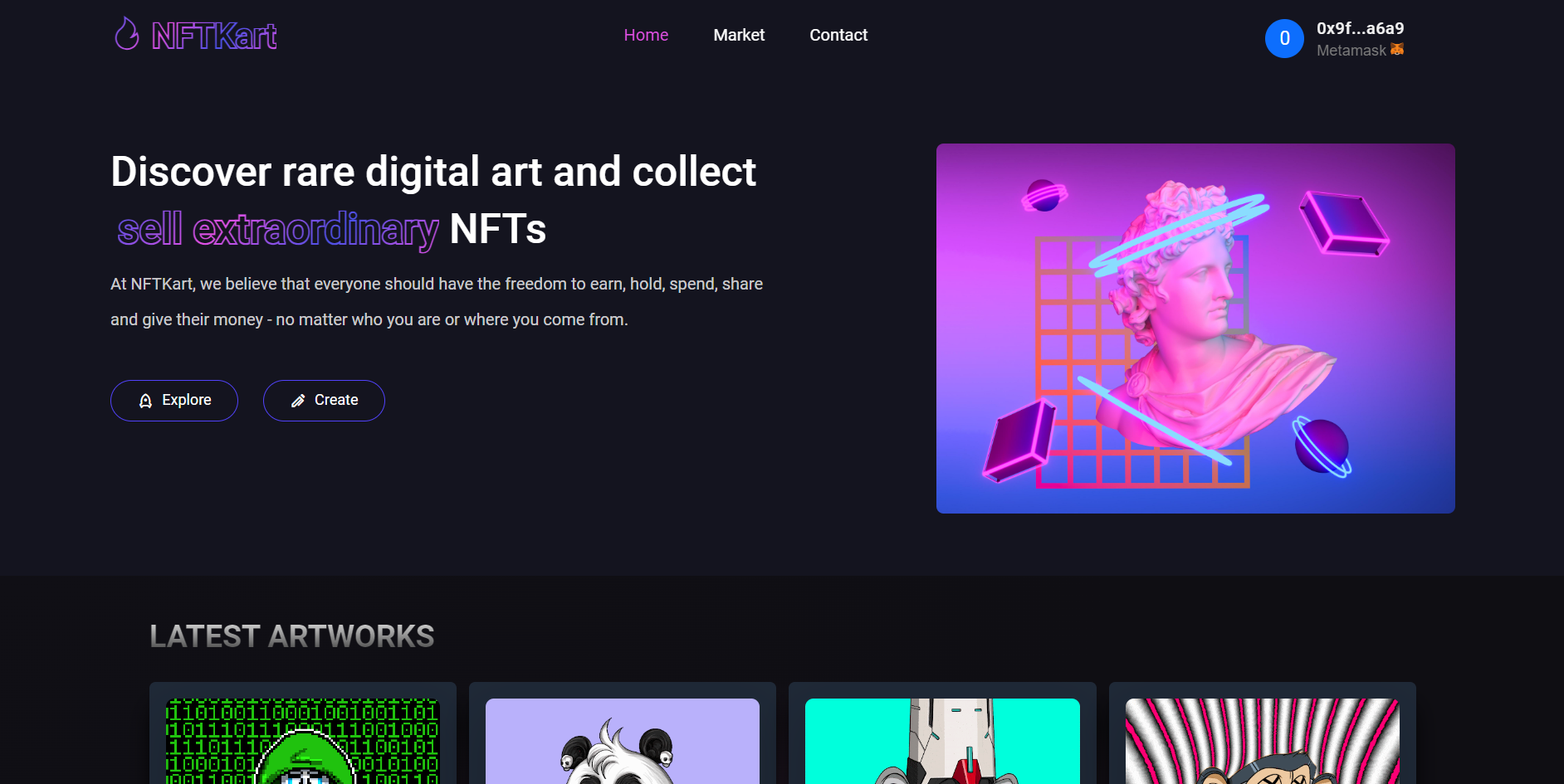 GitHub - amansharma703/NFTKart: A React-based NFT marketplace built with Solidity and Hardhat ...