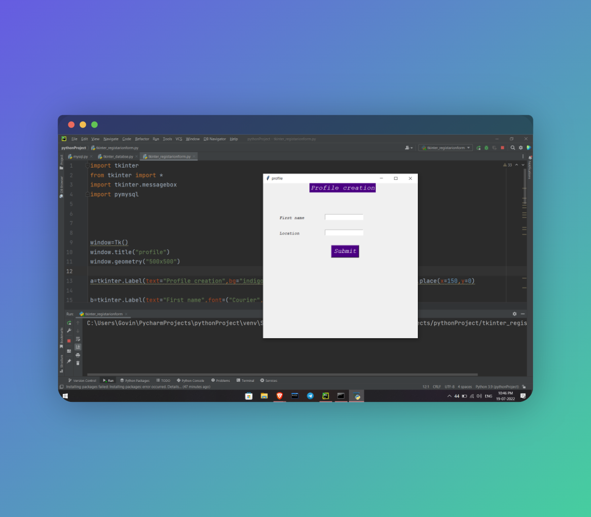 GitHub - govindpg/Tkinter-Registeration-Form: It is Registeration form made using Tkinter ...