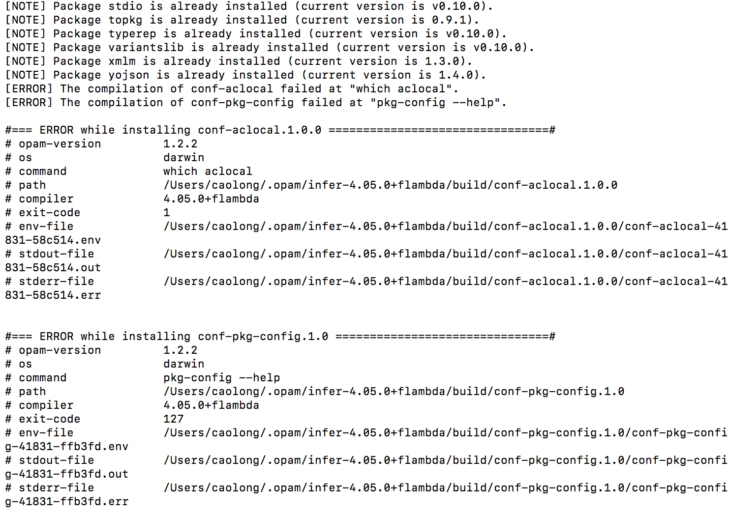 ERROR: `install_opam_deps` failed · Issue #885 · facebook/infer · GitHub
