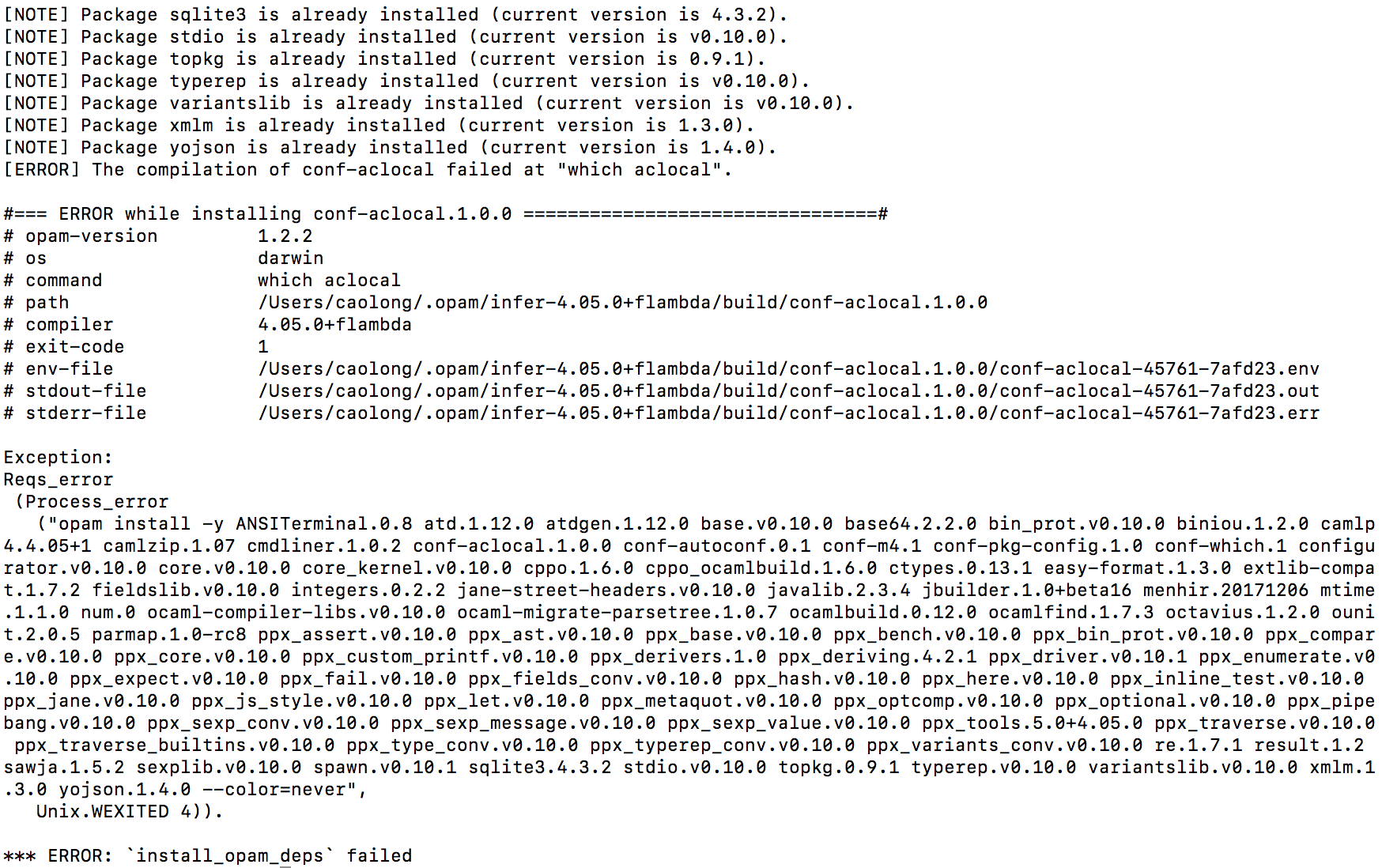 ERROR: `install_opam_deps` failed · Issue #884 · facebook/infer · GitHub