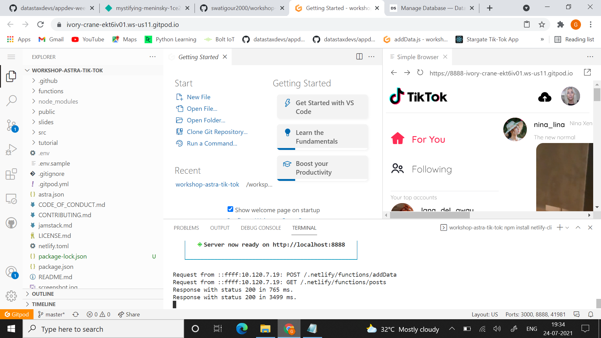 [tik tok clone app] swati gour · Issue #246 · datastaxdevs/workshop-social-media-tiktok · GitHub