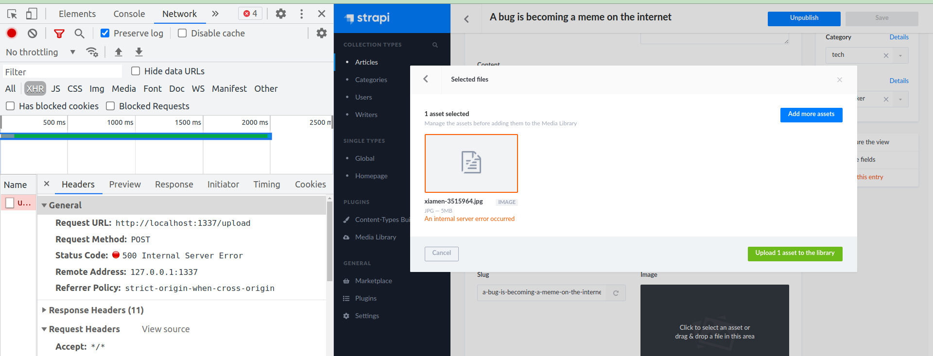 Getting 500 Internal Server Error On Uploading !!!! · Issue #103 · strapi-community/strapi ...
