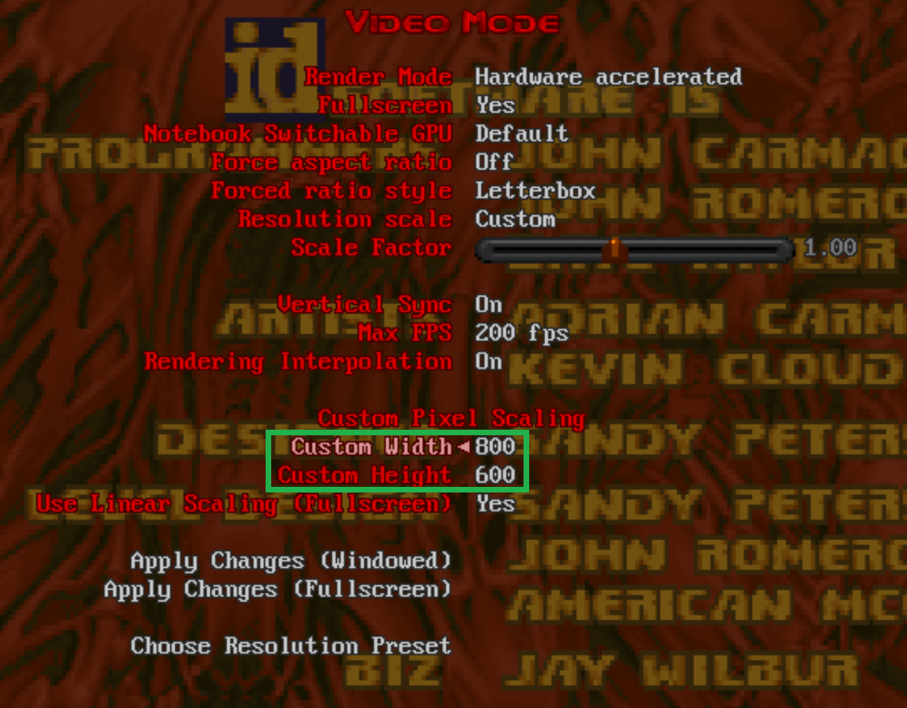 Bug Video Mode Pixel Scaling Width And Height No Longer Save To Settings File · Issue 1896