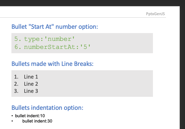 Provide a way to control bullet text margin · Issue #892 · gitbrent/PptxGenJS · GitHub