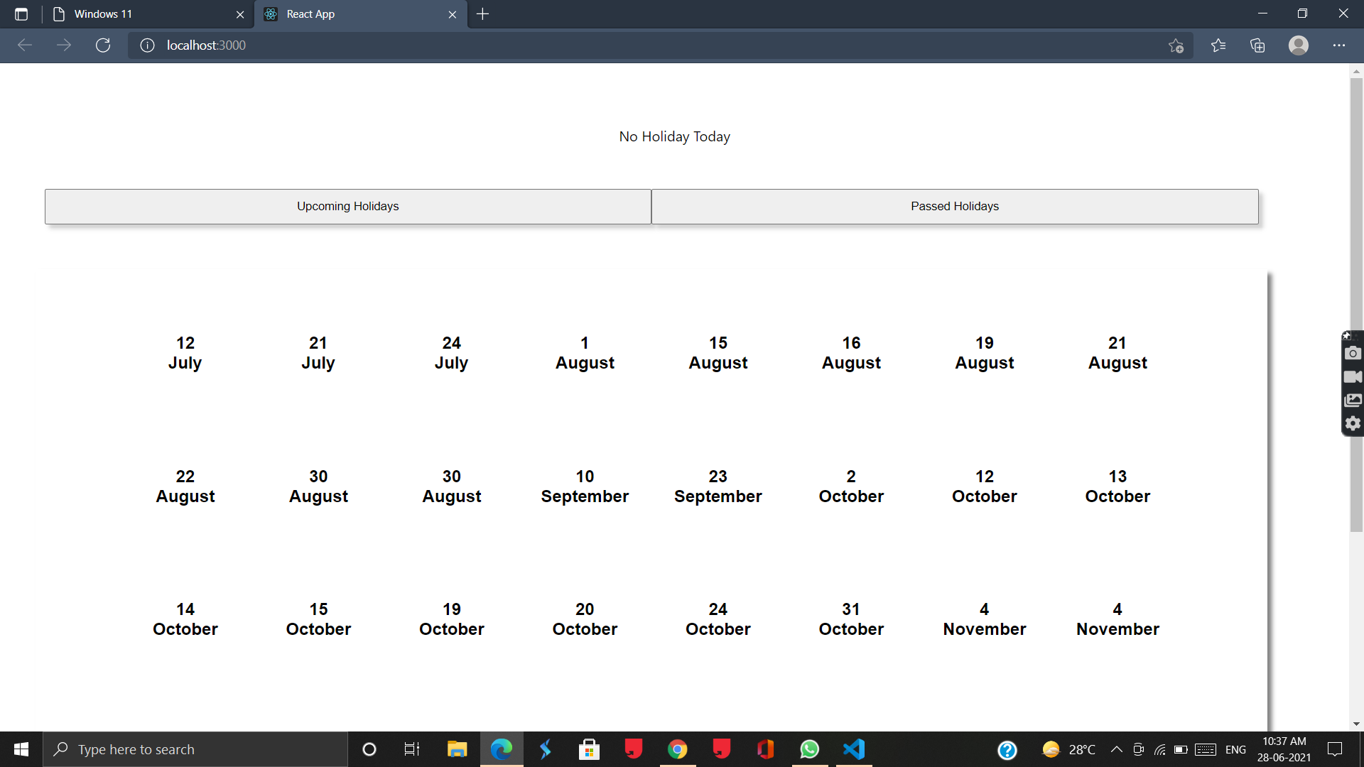GitHub - Rishav124-hub/calendar: By using react I have made holiday ...