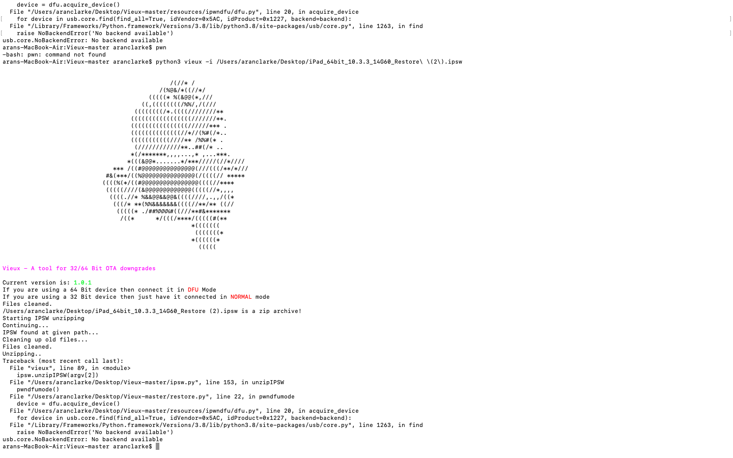 No backend error upon attempting the downgrade · Issue #202 · MatthewPierson/Vieux · GitHub