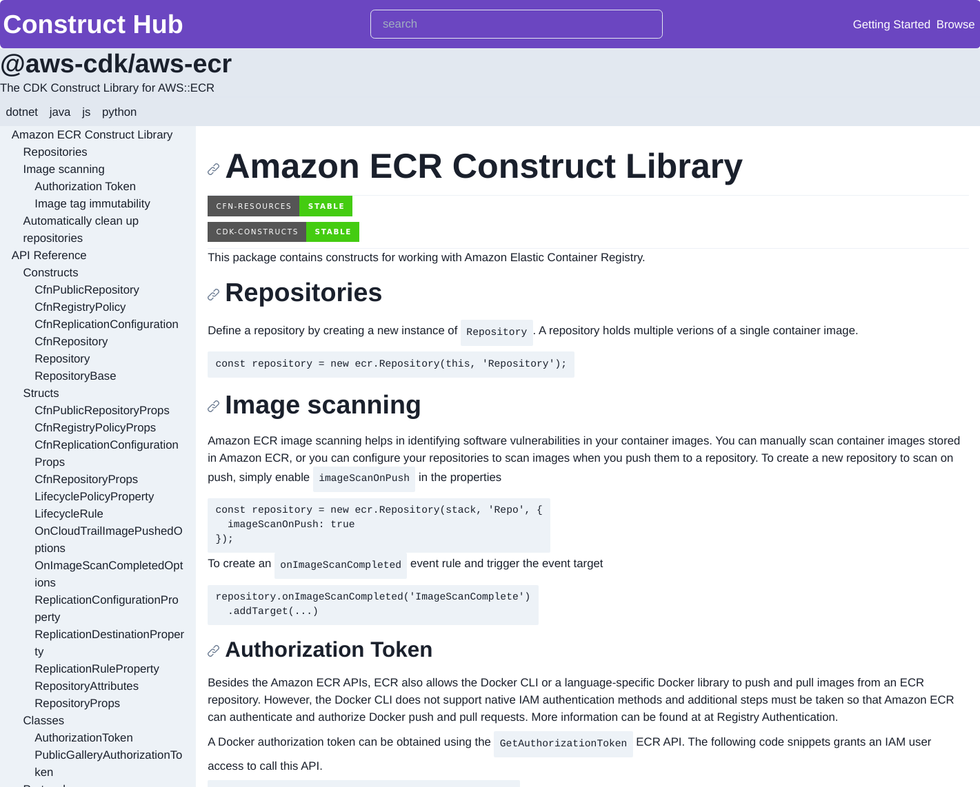 Implement: Package page: package data area - navigation area · Issue #44 · cdklabs/construct-hub ...