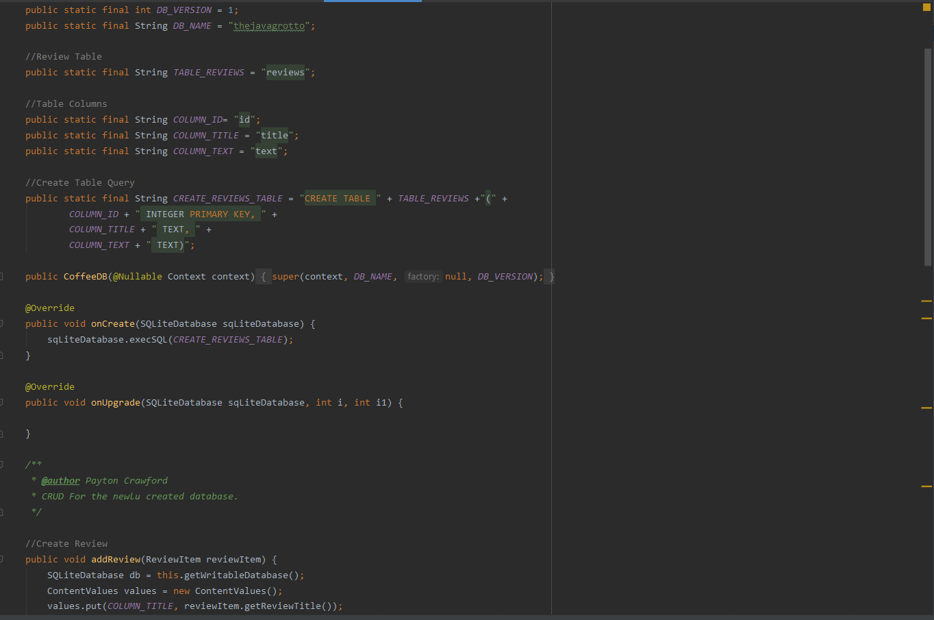 GitHub - PaytonCrawford/TheJavaGrotto: Android 3 Final Project