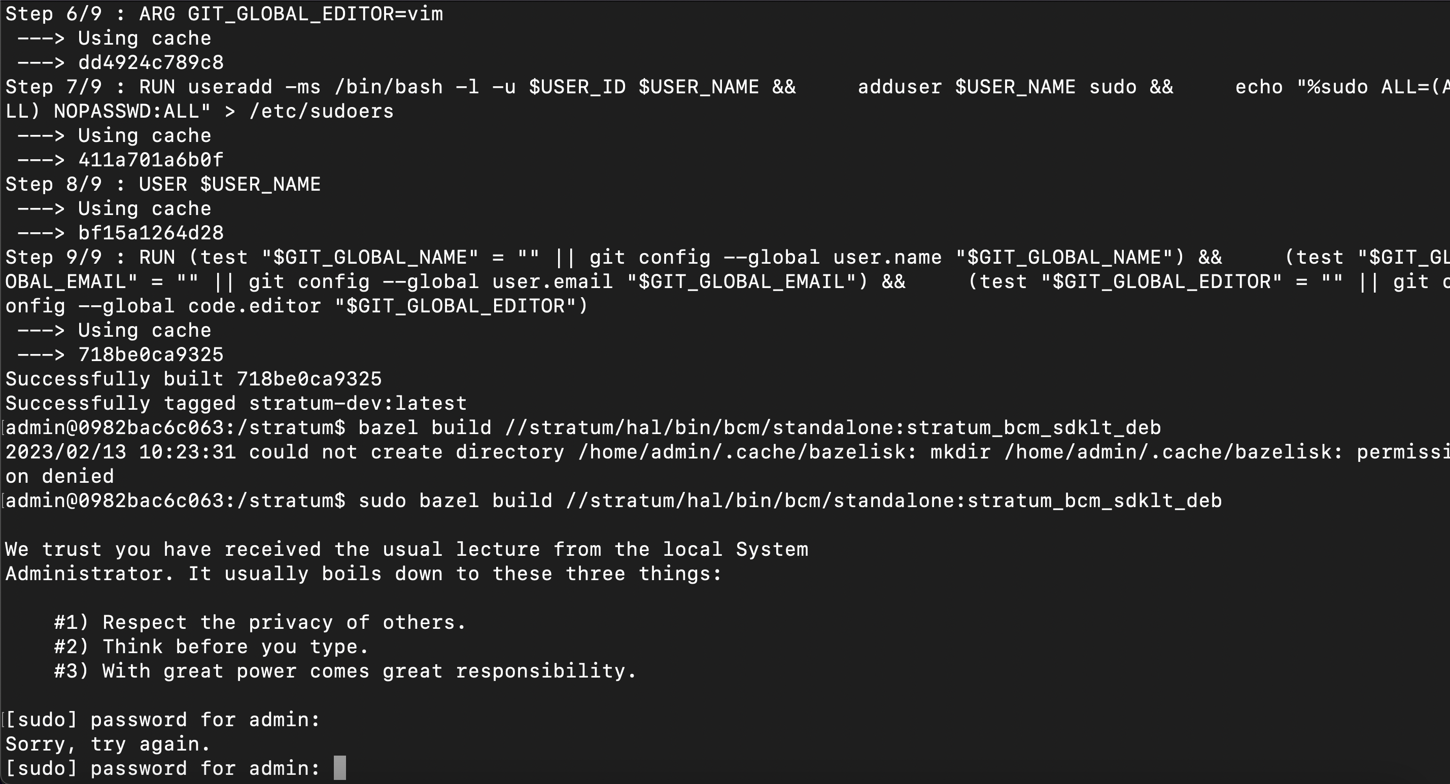 Bazel Build Command Failed As It Does Not Have Root Privileges · Issue