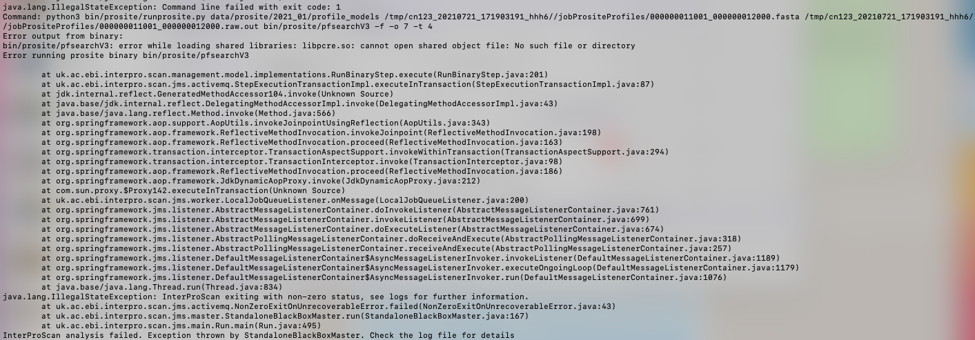 InterProScan-5.52-86.0 analysis failed. Exception thrown by StandaloneBlackBoxMaster · Issue ...