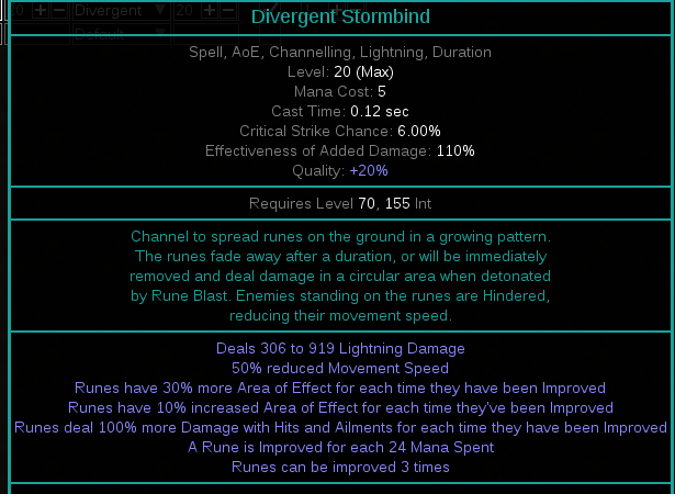 Divergent Stormbind provides 10% MORE aoe per stack instead of ...