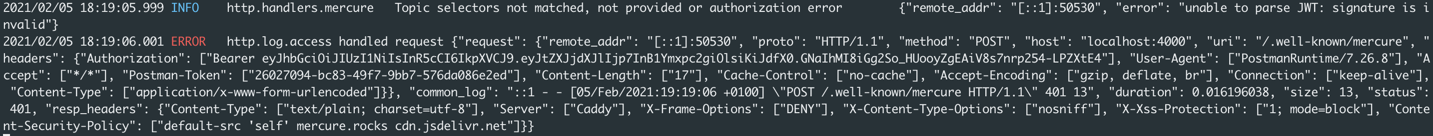 Invalid JWT signature · Issue #462 · dunglas/mercure · GitHub