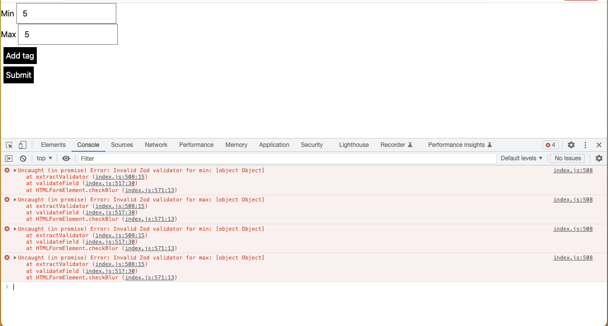 Errors when using nested data, client side validation and Zod refine · Issue #112 · ciscoheat ...