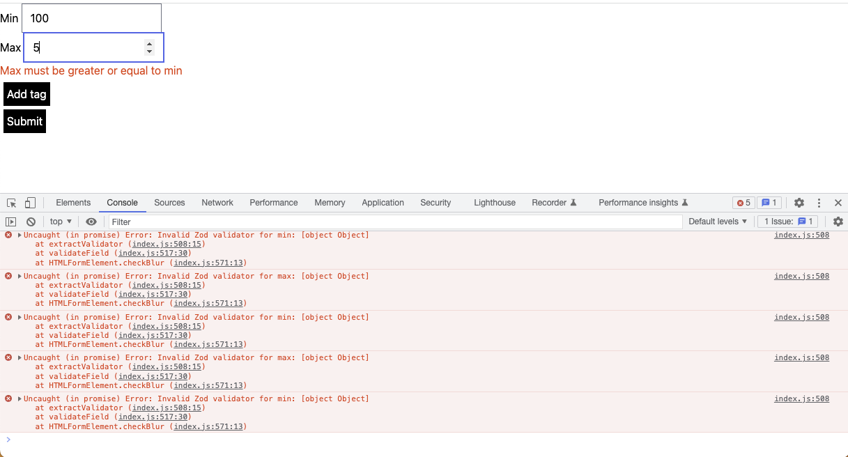 Errors when using nested data, client side validation and Zod refine · Issue #112 · ciscoheat ...