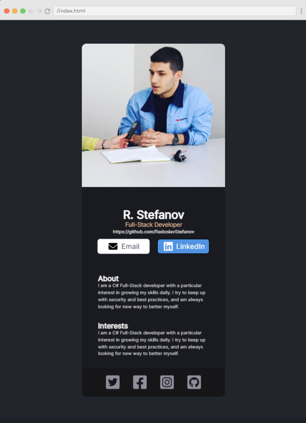 GitHub - RadoslavStefanov/React-Bussiness-Card