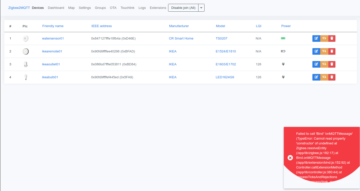 Typeerror Raised During Bind From Mqtt Message · Issue 6651 · Koenkkzigbee2mqtt · Github