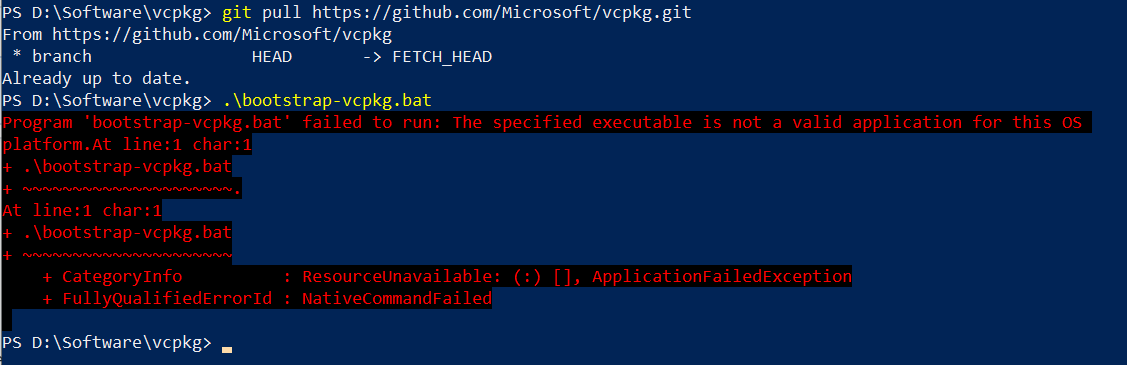 Error With Bootstrap Vcpkgbat · Issue 10406 · Microsoftvcpkg · Github 