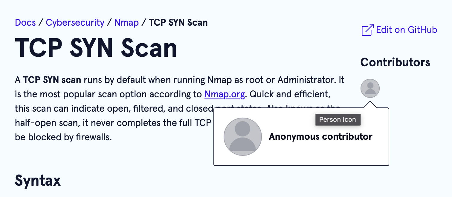 Nmap Tcp Syn Scan By Fchagasjr · Pull Request 1348 · Codecademydocs · Github 3133