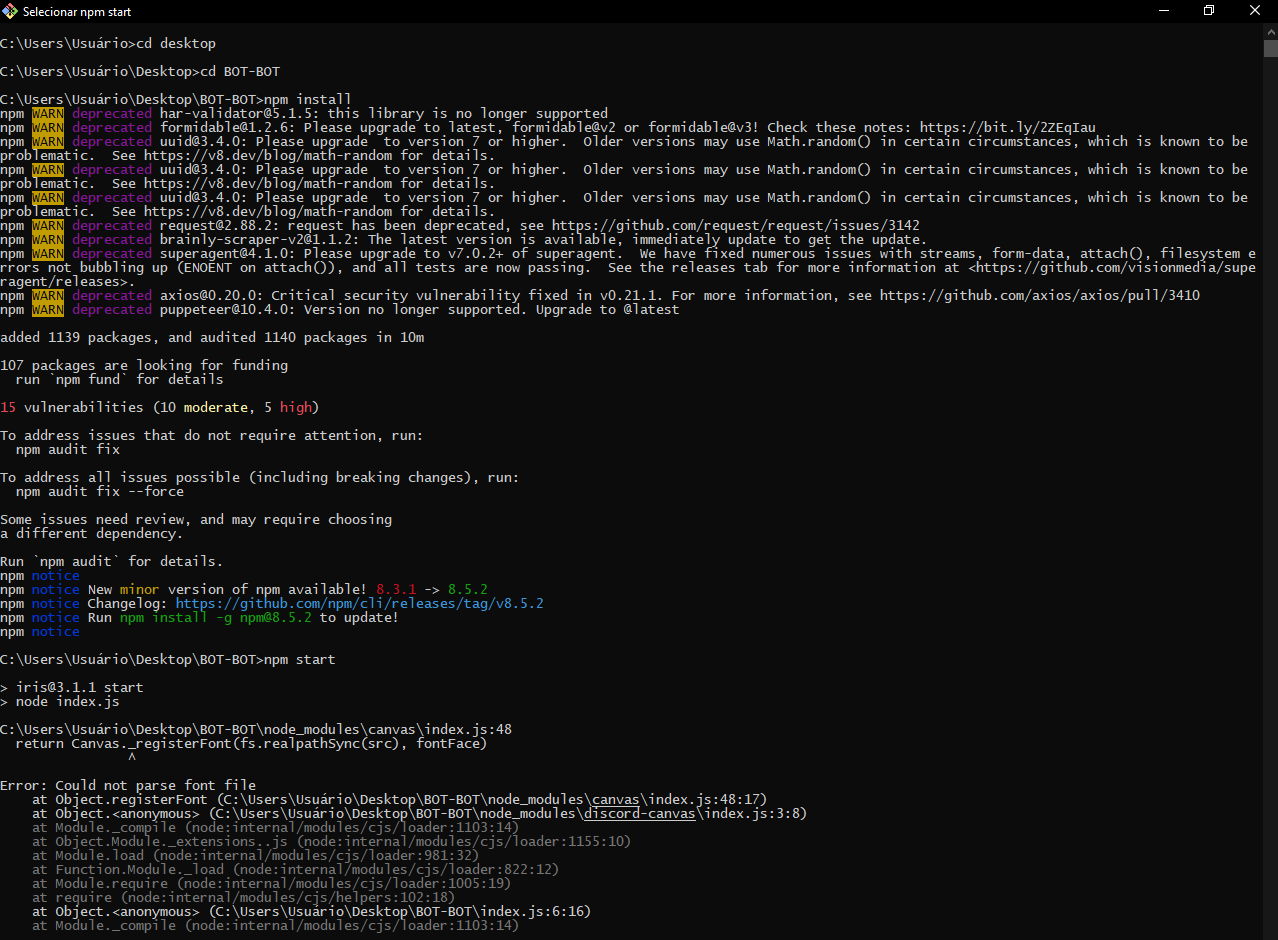 Erro no NPM start. · Issue #544 · KillovSky/Iris · GitHub