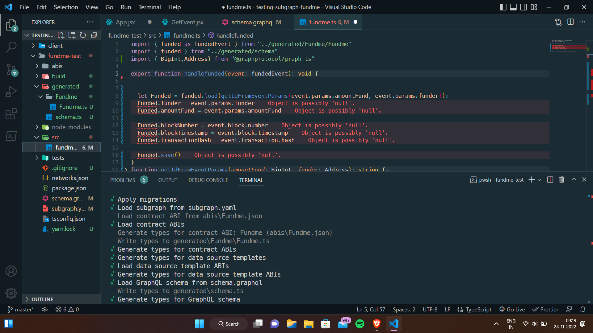Sub graph is giving me error of object is null · smartcontractkit full-blockchain-solidity ...