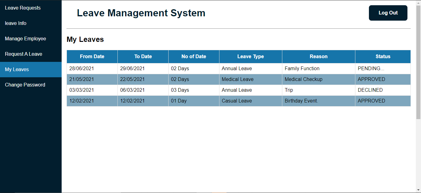 GitHub - Raushan2001/Employee-Leave-Management-System: Leave Management ...