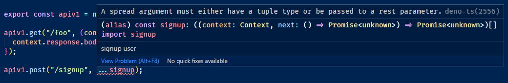 Registering middleware using the spread operator doesn't type check · Issue #339 · oakserver/oak ...