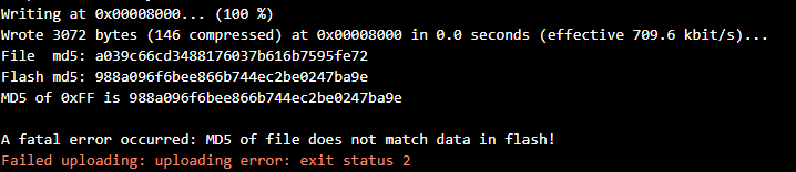 MD5 verify failure on ESP32 (ESPTOOL-392) · Issue #220 · espressif/esptool · GitHub