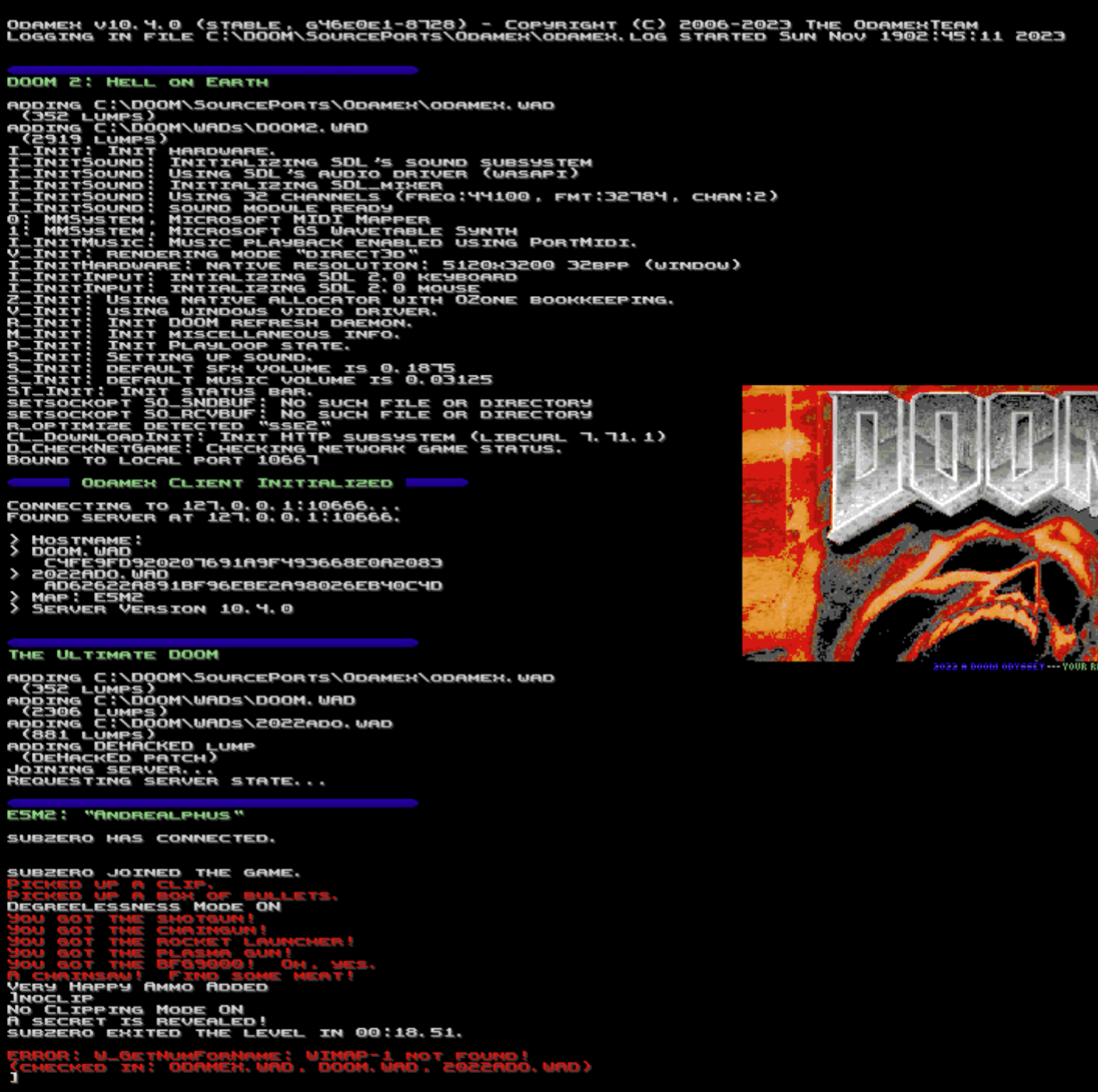 [BUG] Client crash when exiting any level in Chapter 5 of 2022: A DOOM ...