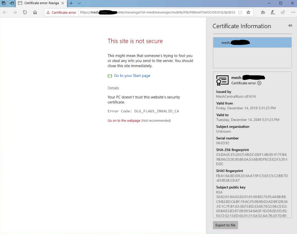 Chat certificate · Issue #921 · Ylianst/MeshCentral · GitHub