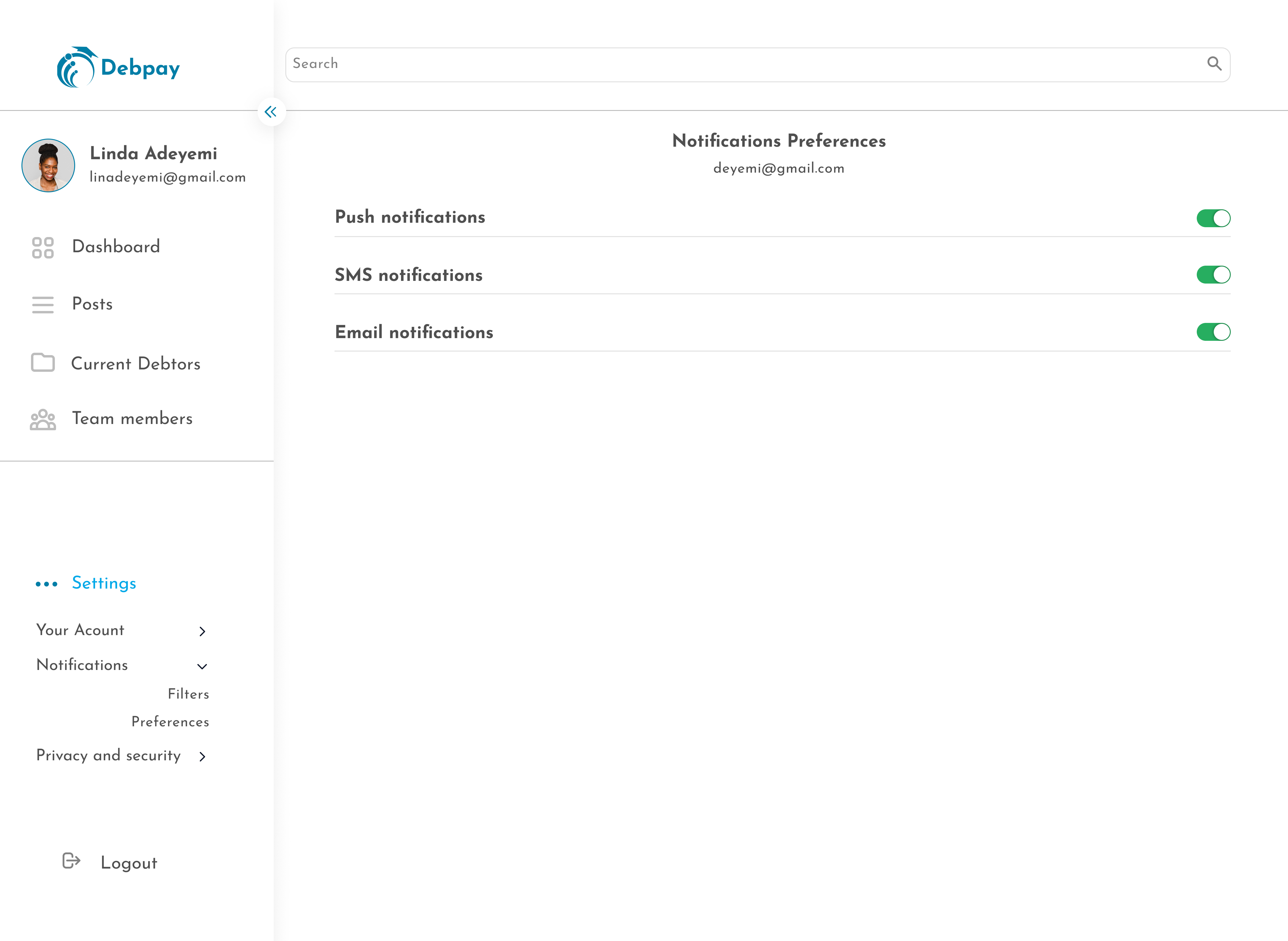 Settings flow · Issue #135 · zuri-training/PROJ-31-debpay · GitHub