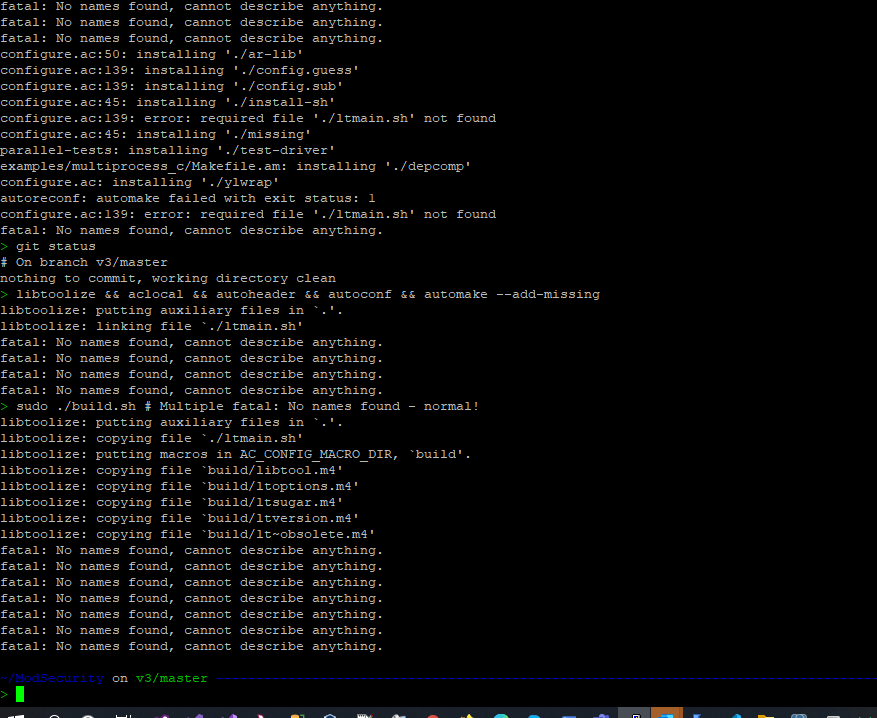 sudo ./build.sh not building correctly · Issue #2516 · owasp-modsecurity/ModSecurity · GitHub